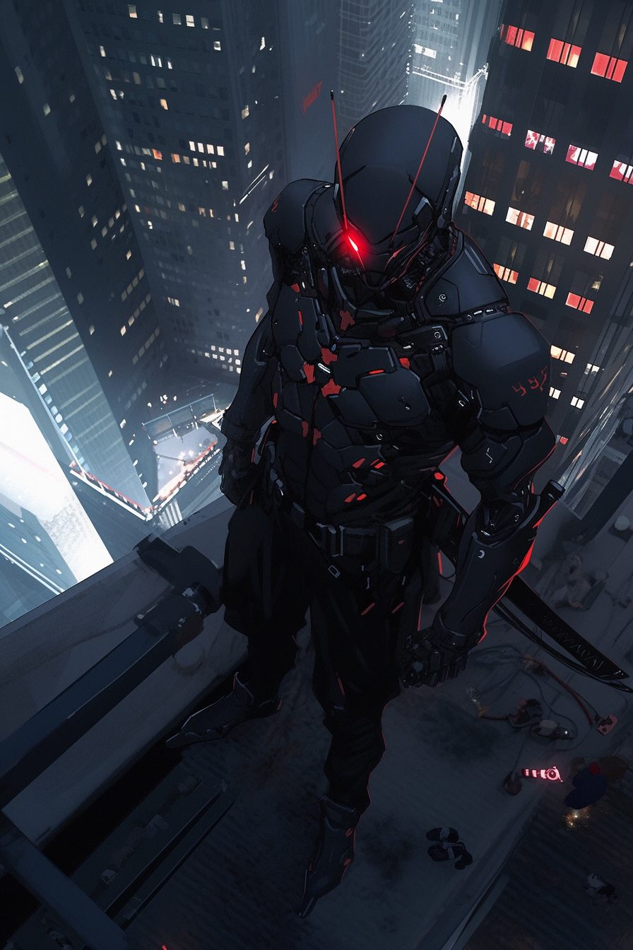 Cyberpunk Ninjas On Rooftops