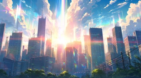 Street View of the Cityscape with Vibrant Natural Lights