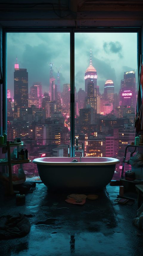 The Cyberpunk Bathrooms With Cityscape Views