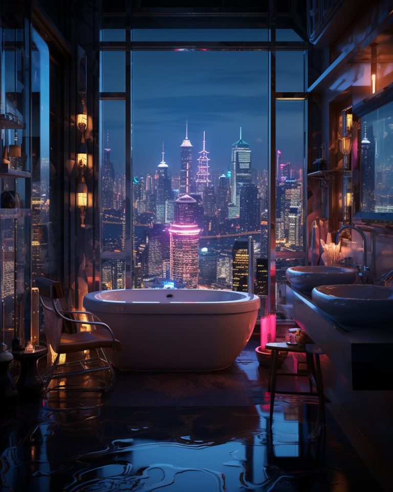 The Cyberpunk Bathrooms With Cityscape Views