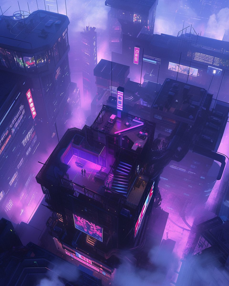 Top View of the Cyberpunk Night City