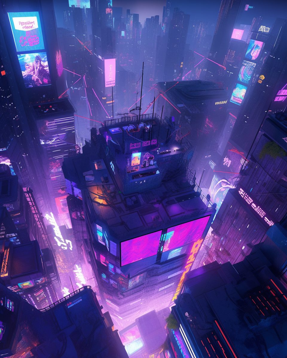 Top View of the Cyberpunk Night City