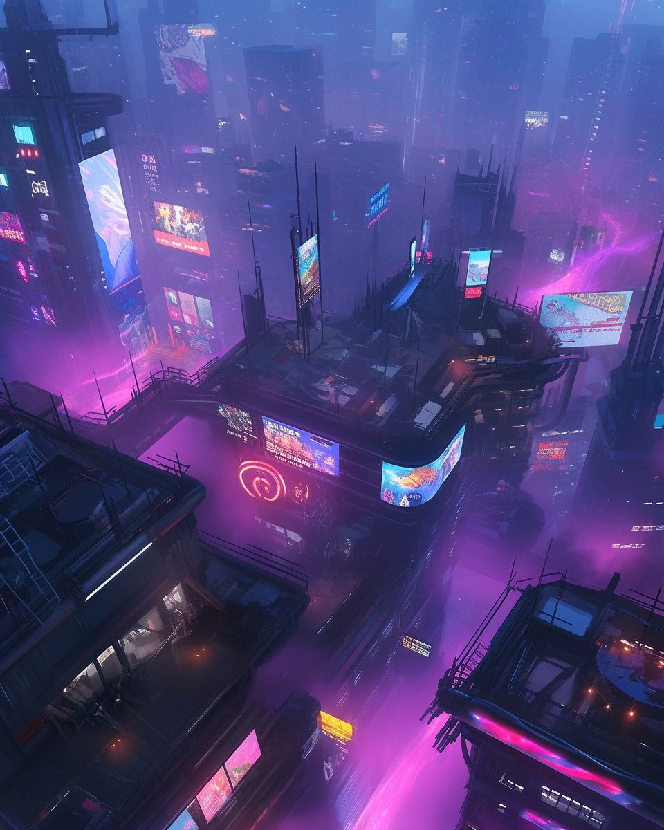 Top View of the Cyberpunk Night City