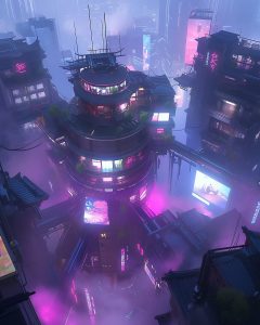 Top View of the Cyberpunk Night City