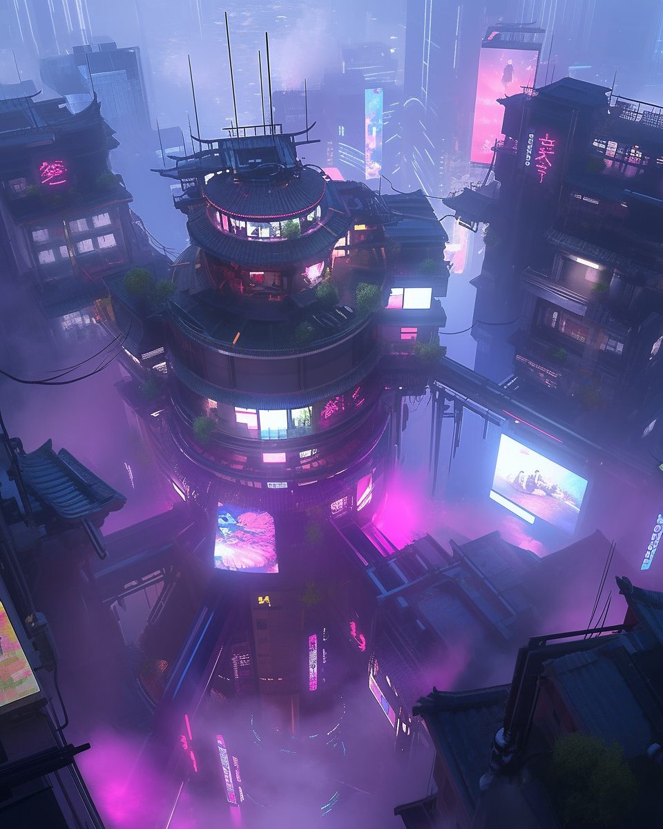 Top View of the Cyberpunk Night City