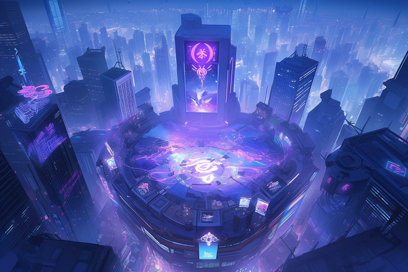 Top View of the Cyberpunk Night City