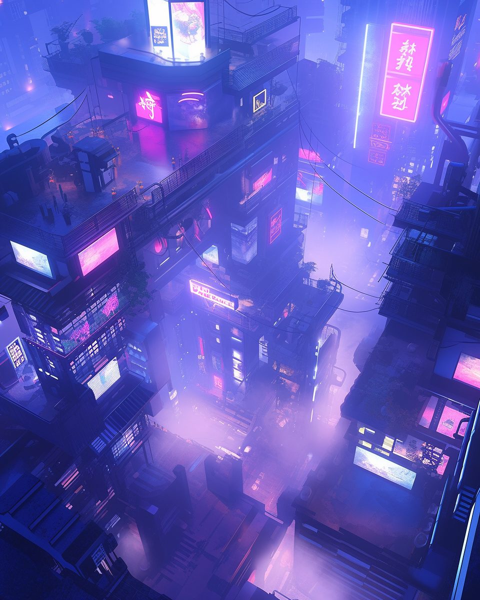 Top View of the Cyberpunk Night City