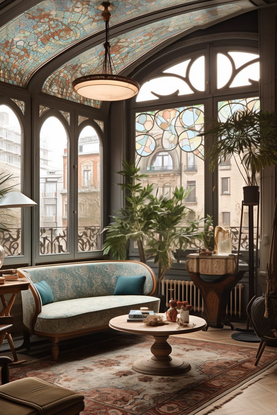 High-Ceiling Apartment with an Art Nouveau Interior Design Style