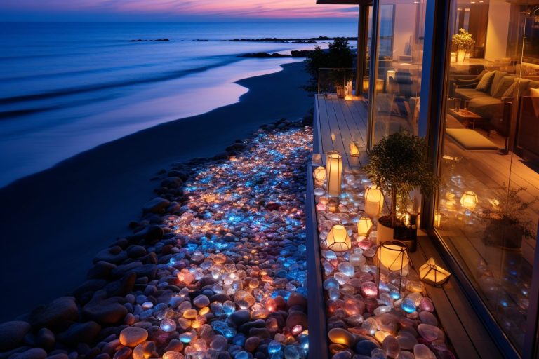 A Beach House with Colorful Pebbles and a Sea View