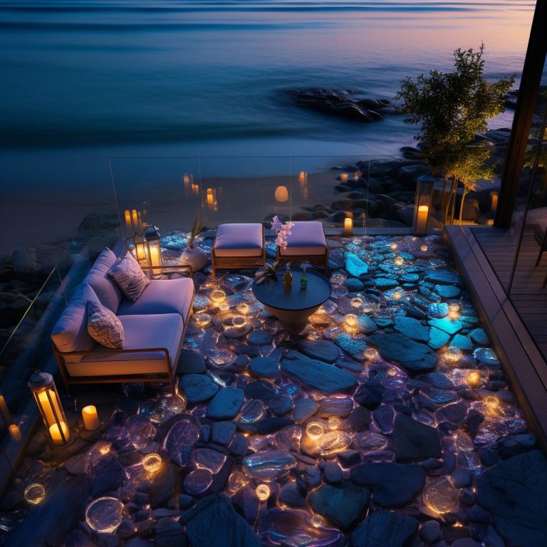 A Beach House with Colorful Pebbles and a Sea View
