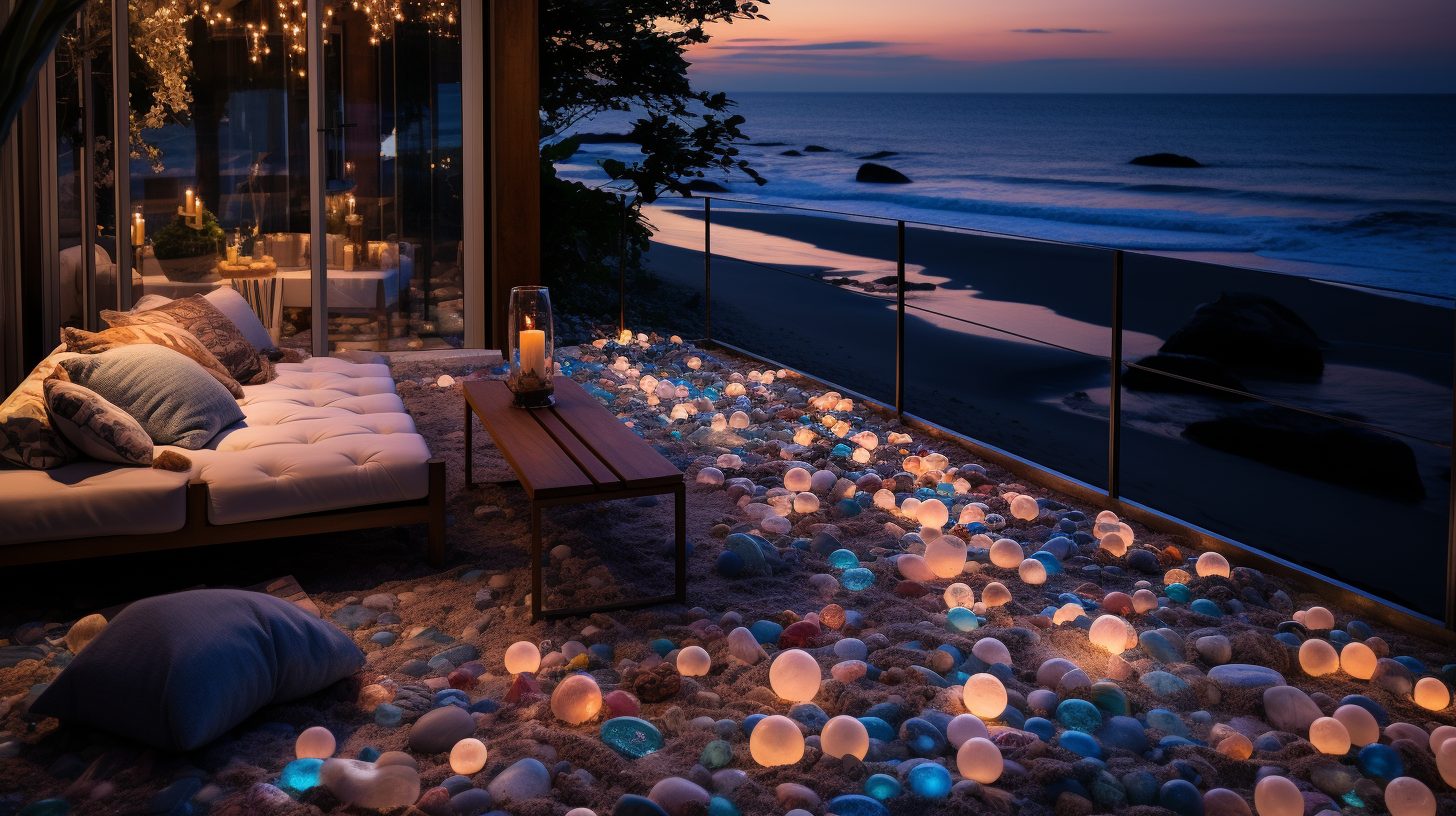 A Beach House with Colorful Pebbles and a Sea View