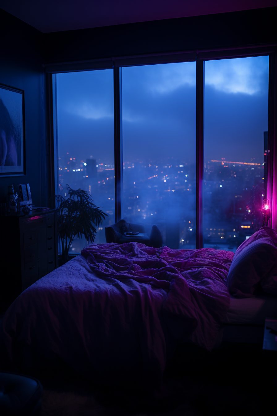 Bedrooms with a Touch of Neon Noir Aesthetics