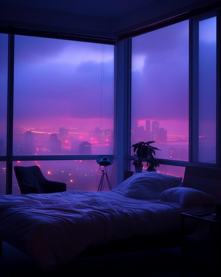 Bedrooms with a Touch of Neon Noir Aesthetics