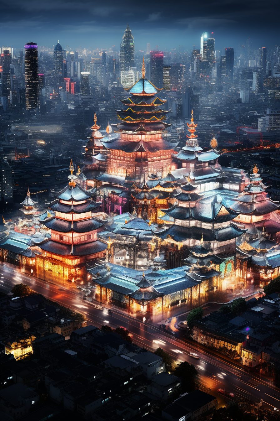 Bright and Colorful Neon Castles of Japan