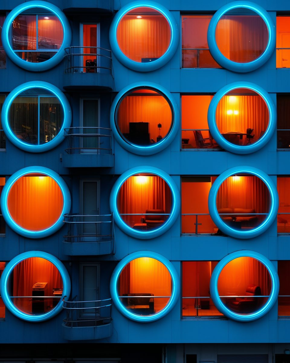 Colorful Neon Modern Apartment Buildings