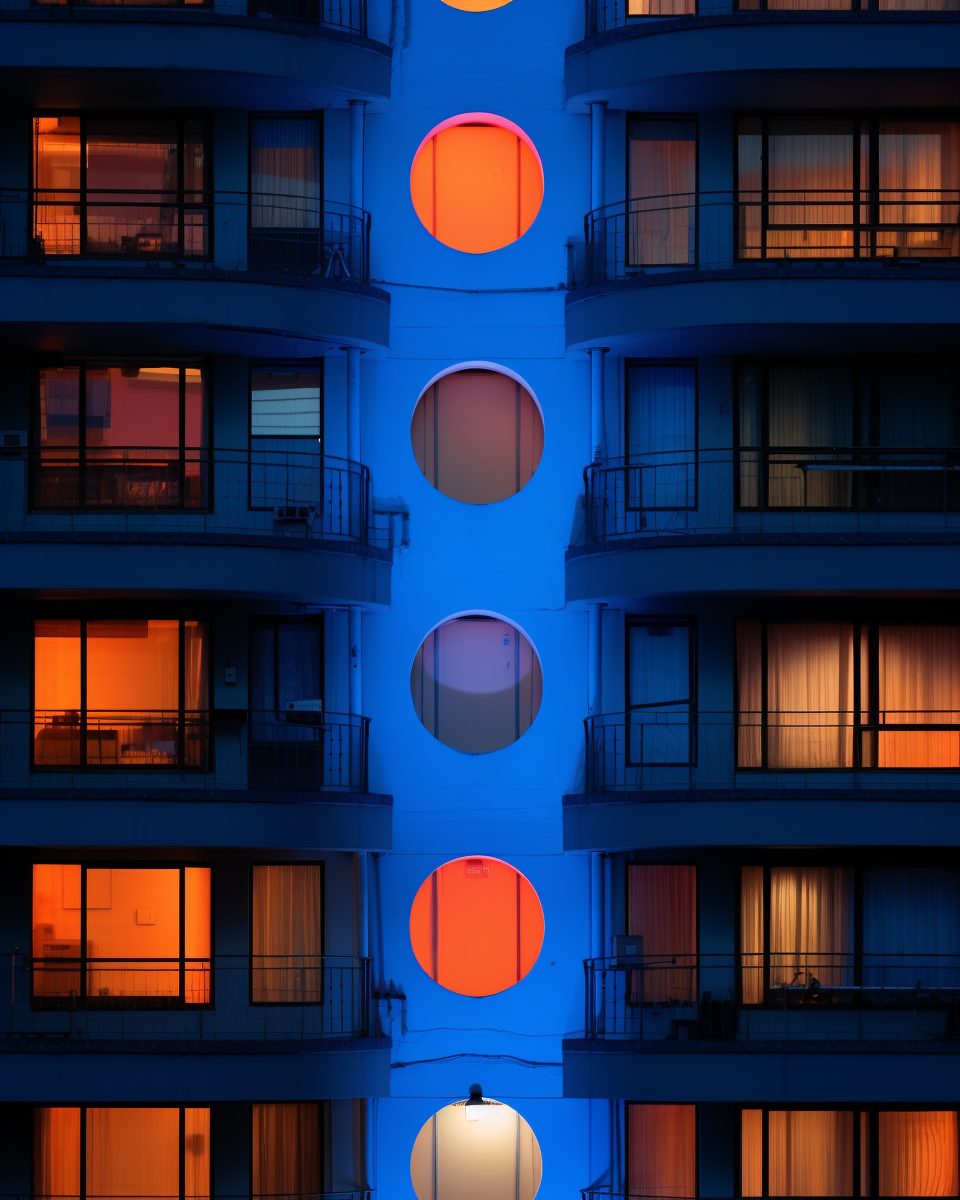 Colorful Neon Modern Apartment Buildings