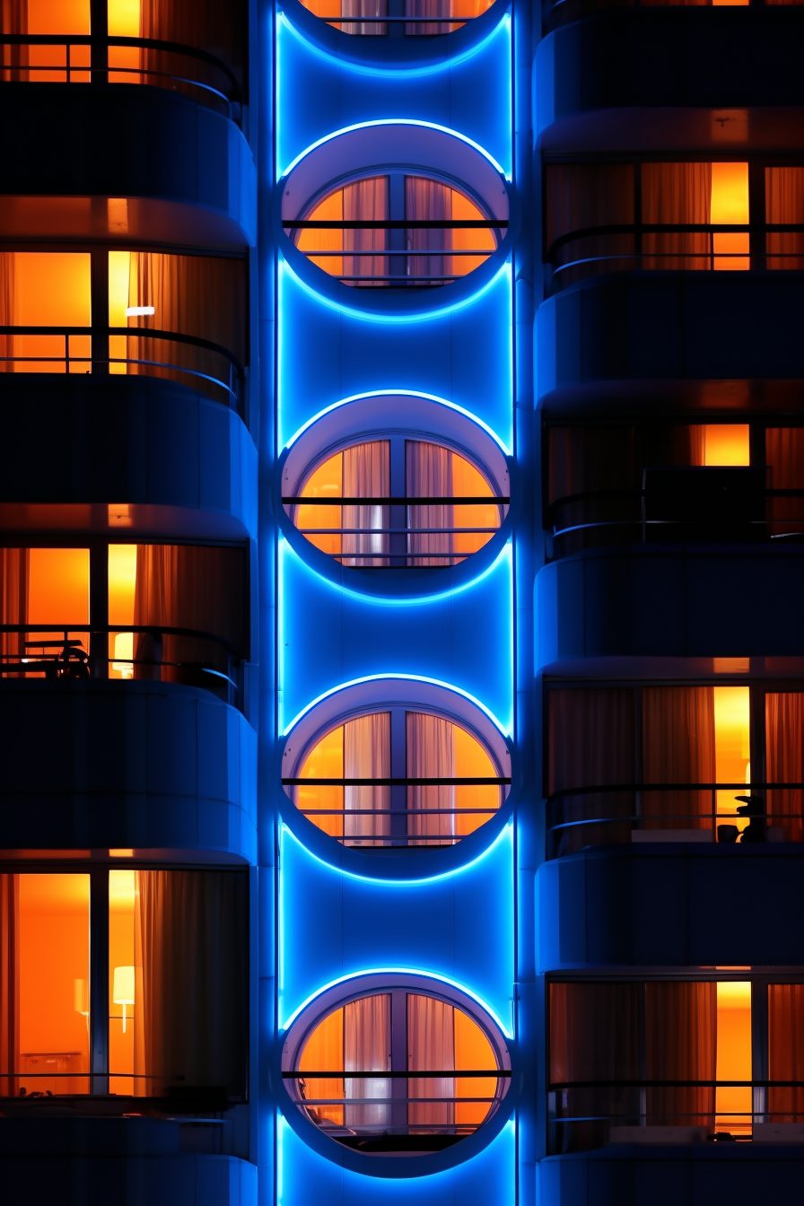 Colorful Neon Modern Apartment Buildings