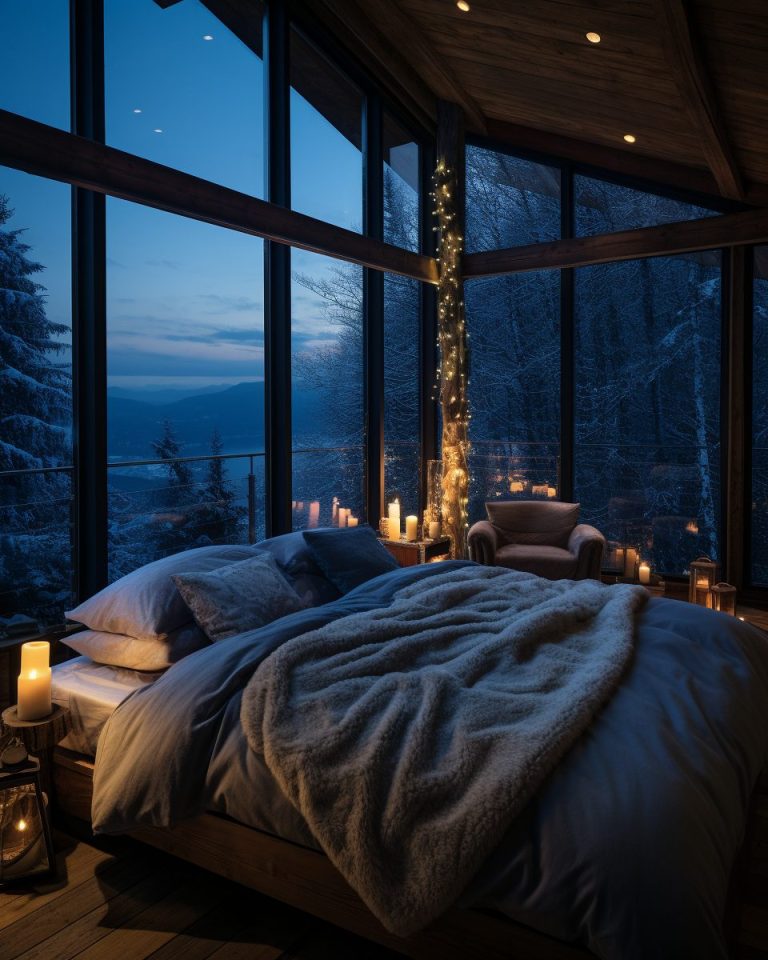 Cozy Bedrooms with a Snowy Forest View