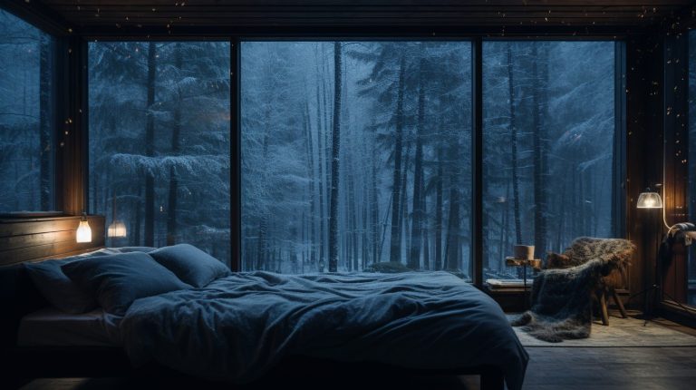 Cozy Bedrooms with a Snowy Forest View