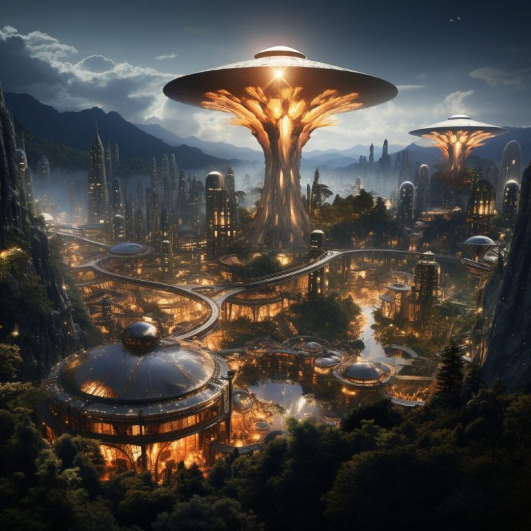 Futuristic Cities with Towering Vertical Structures