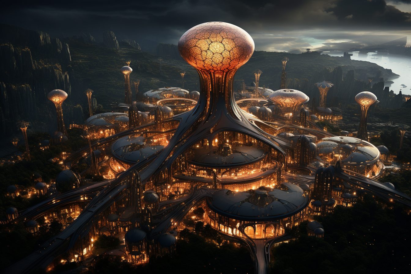 Futuristic Cities with Towering Vertical Structures