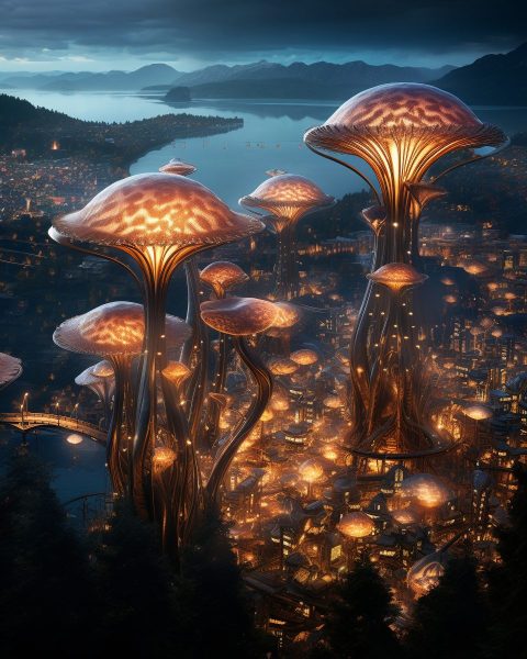 Futuristic Cities with Towering Vertical Structures