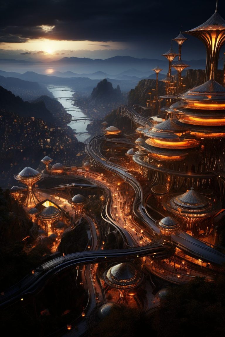 Futuristic Cities with Towering Vertical Structures