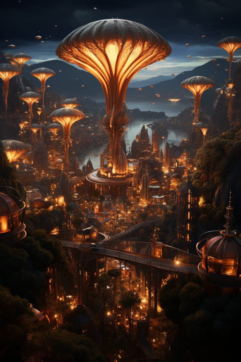 Futuristic Cities with Towering Vertical Structures