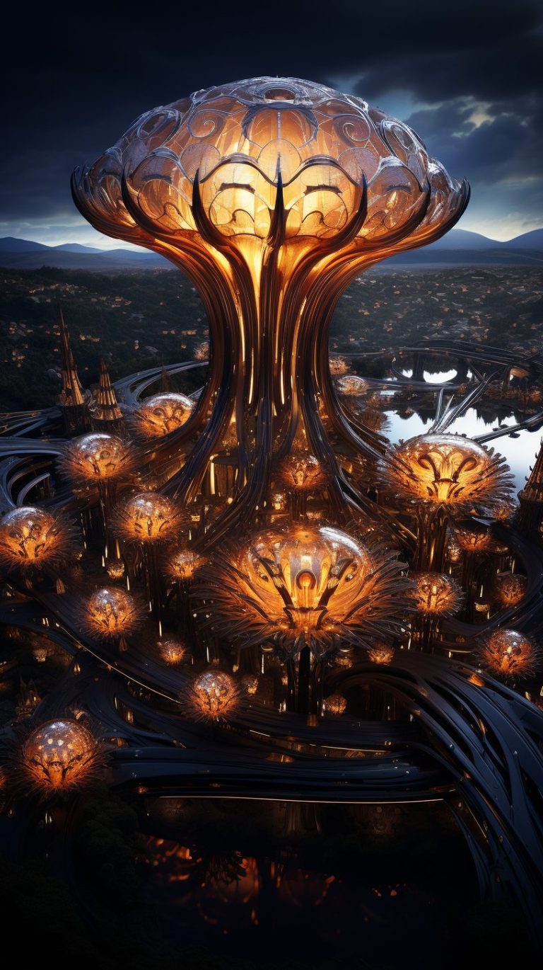 Futuristic Cities with Towering Vertical Structures