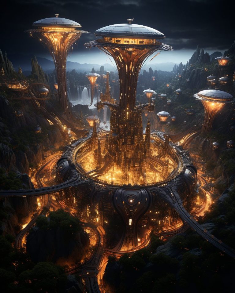 Futuristic Cities with Towering Vertical Structures