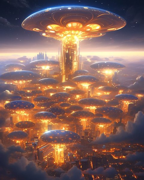 Futuristic Cities with Towering Vertical Structures
