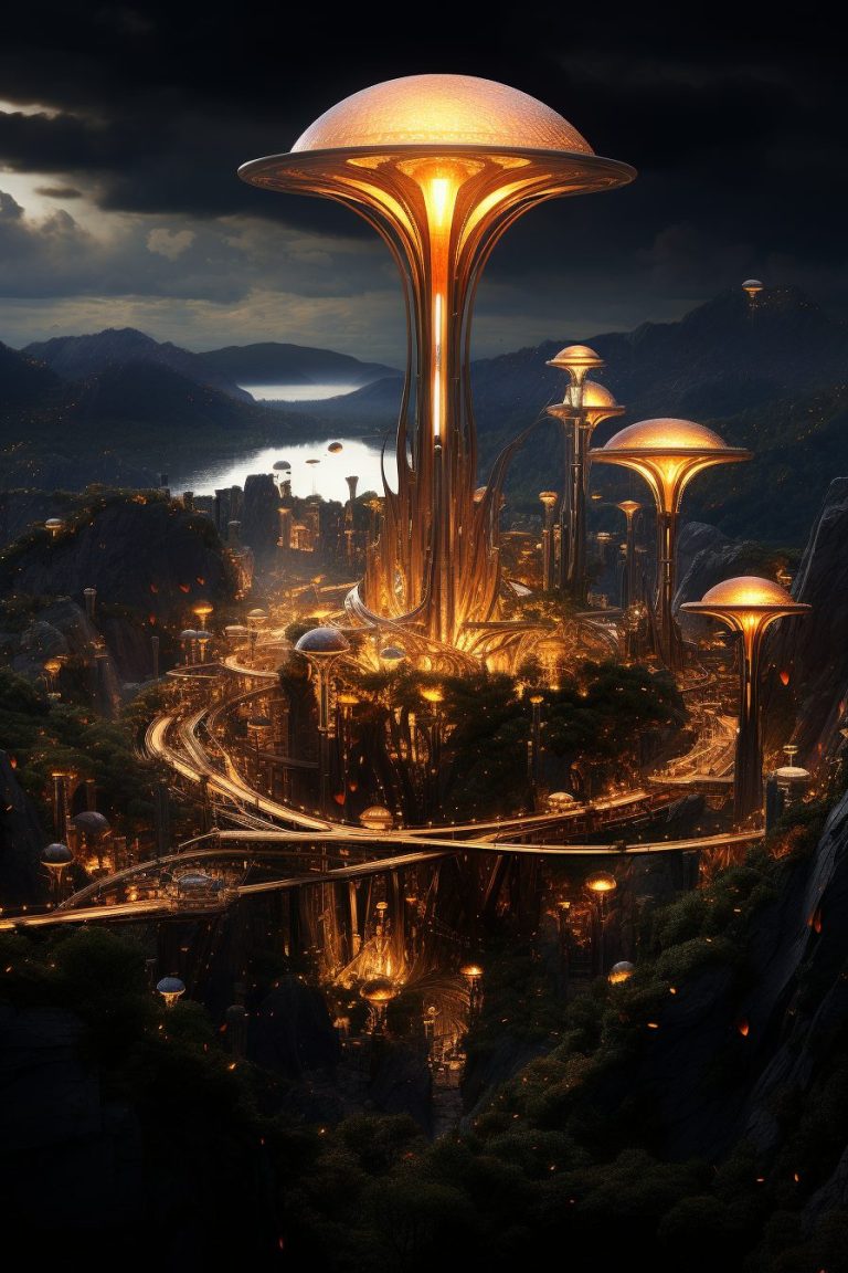 Futuristic Cities with Towering Vertical Structures