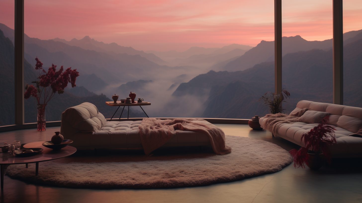 Minimalistic Room with a Mountainscape View