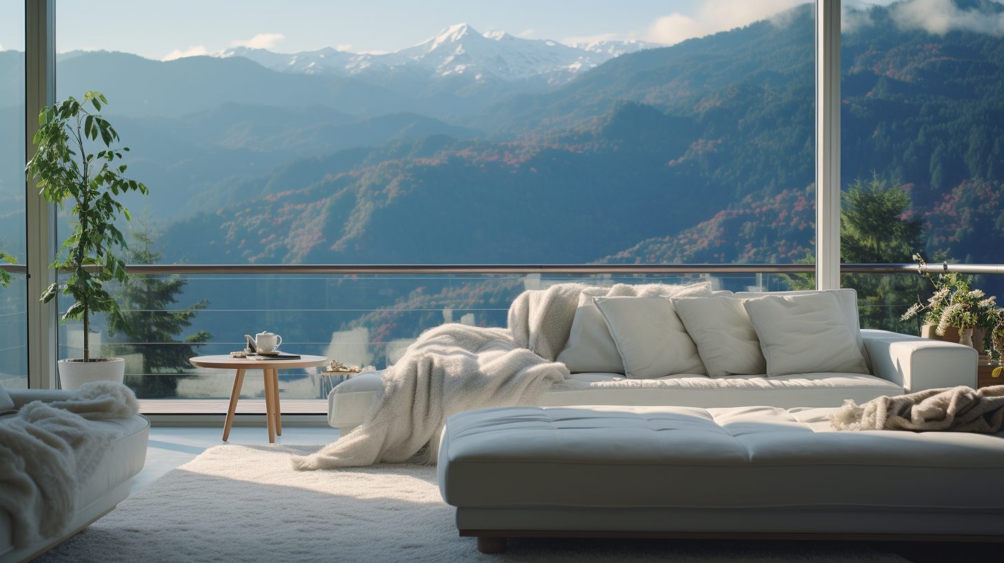 Minimalistic Room with a Mountainscape View
