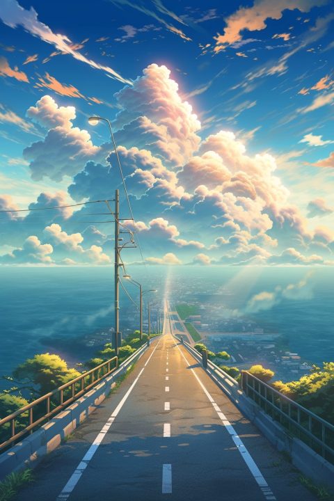 The Highway to a Coastal Town with Waterfront View