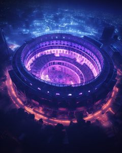 The Roman Colosseum with Cyberpunk Neon Vibes