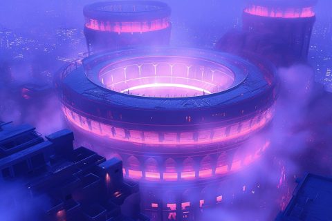 The Roman Colosseum with Cyberpunk Neon Vibes