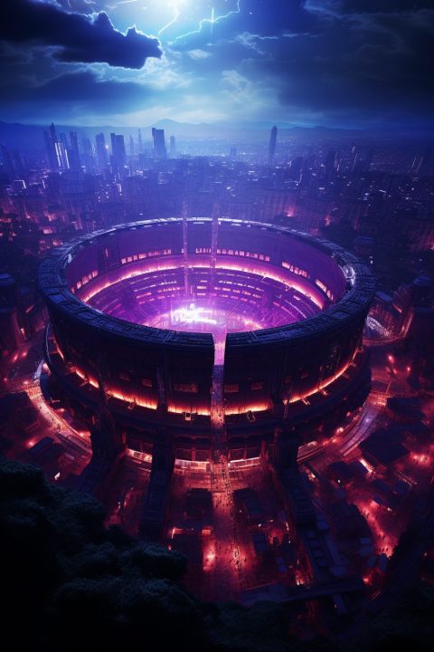 The Roman Colosseum with Cyberpunk Neon Vibes