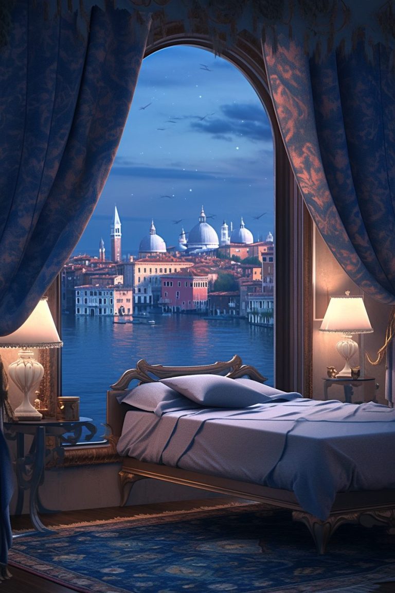 Venetian Style Bedroom with a View of the Venice River