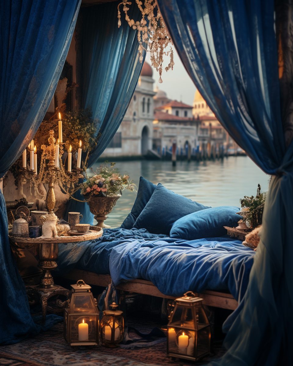 Venetian Style Bedroom with a View of the Venice River