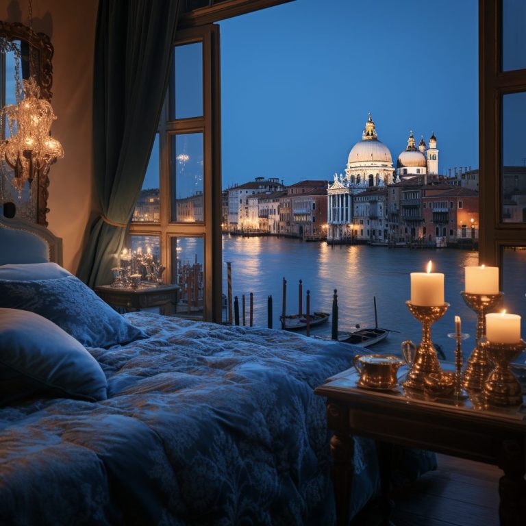 Venetian Style Bedroom with a View of the Venice River