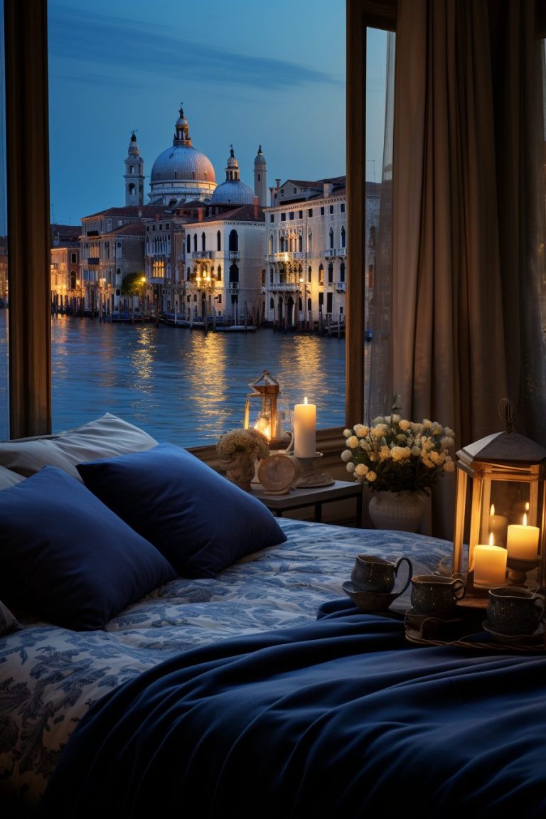 Venetian Style Bedroom with a View of the Venice River