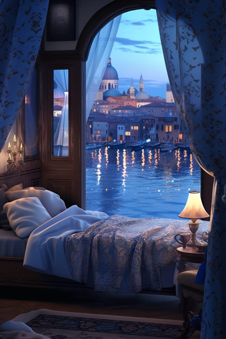 Venetian Style Bedroom with a View of the Venice River