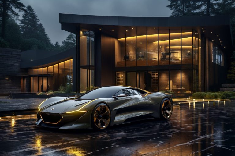 A Modern House with a Luxurious Car