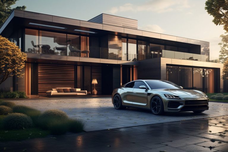 A Modern House with a Luxurious Car