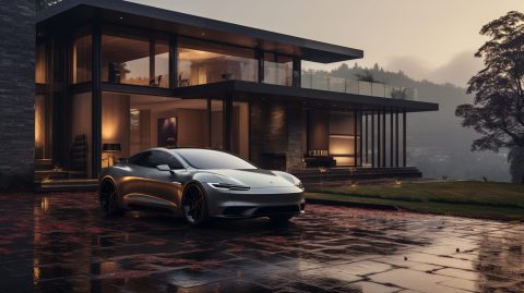 A Modern House with a Luxurious Car