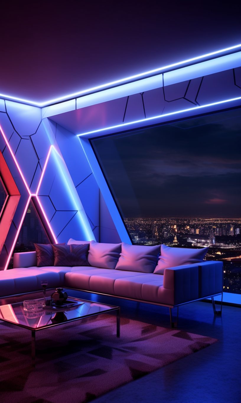 Apartment Interiors with Cyberpunk Vibes