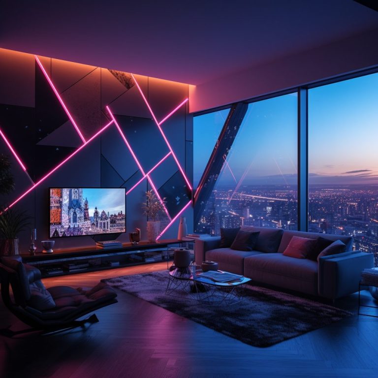 Apartment Interiors with Cyberpunk Vibes