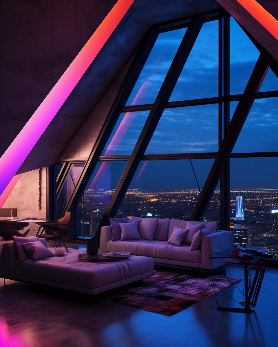 Apartment Interiors with Cyberpunk Vibes