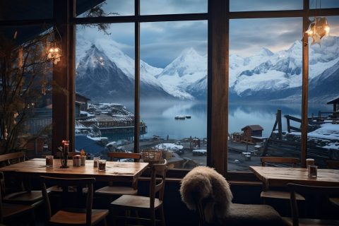Cafes with Snow-Covered Landscape Views